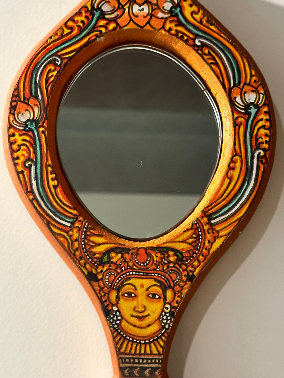 MIRAL INDIA Bhagavathi Valkannadi Kerala Mural art Mirror (Medium seri